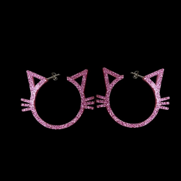 Hello Kitty | Jewelry | Delicate Hello Kitty Pink Glitter Hoop ...